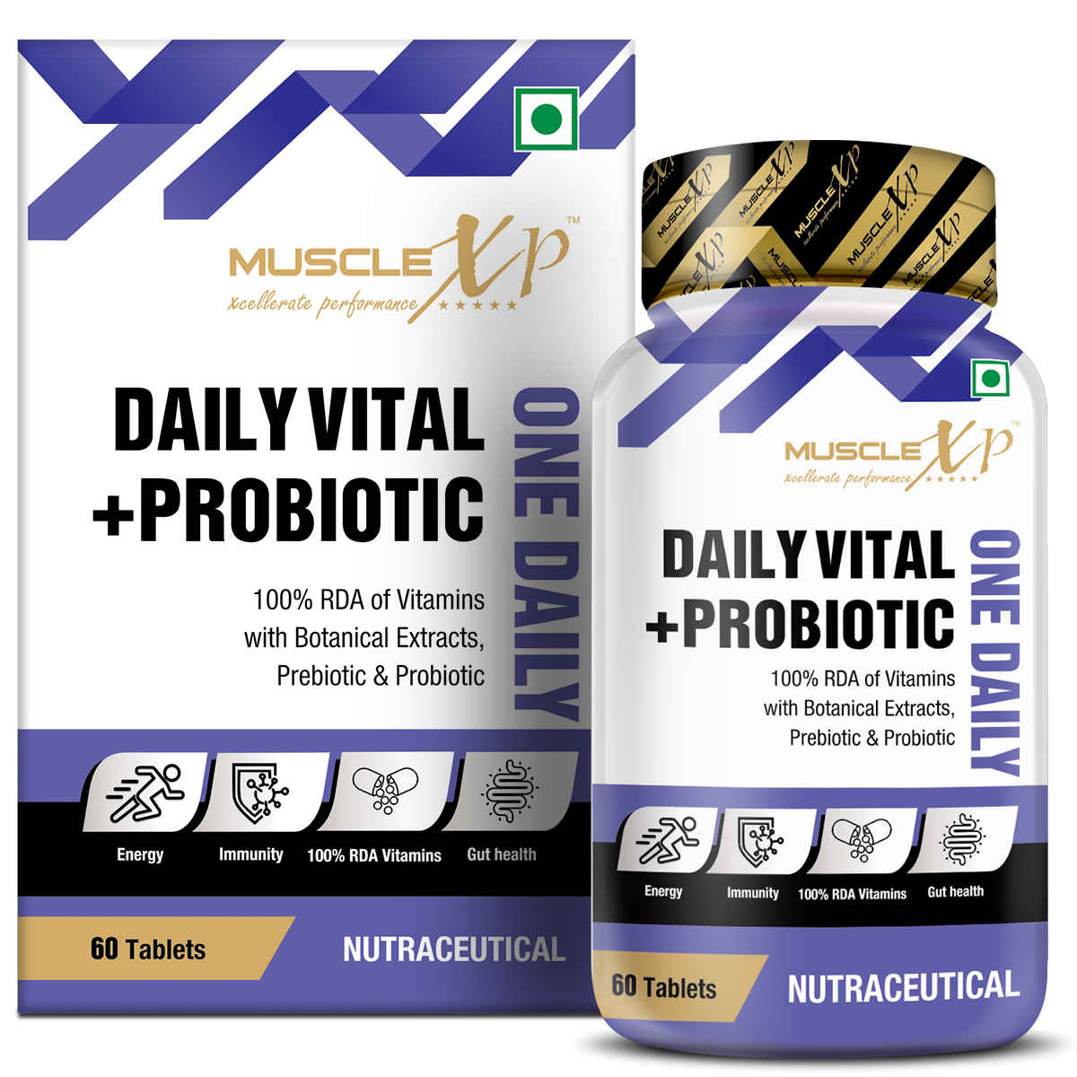 MuscleXP Daily Vital + Probiotic One Daily, 100% RDA Of Vitamins With ...