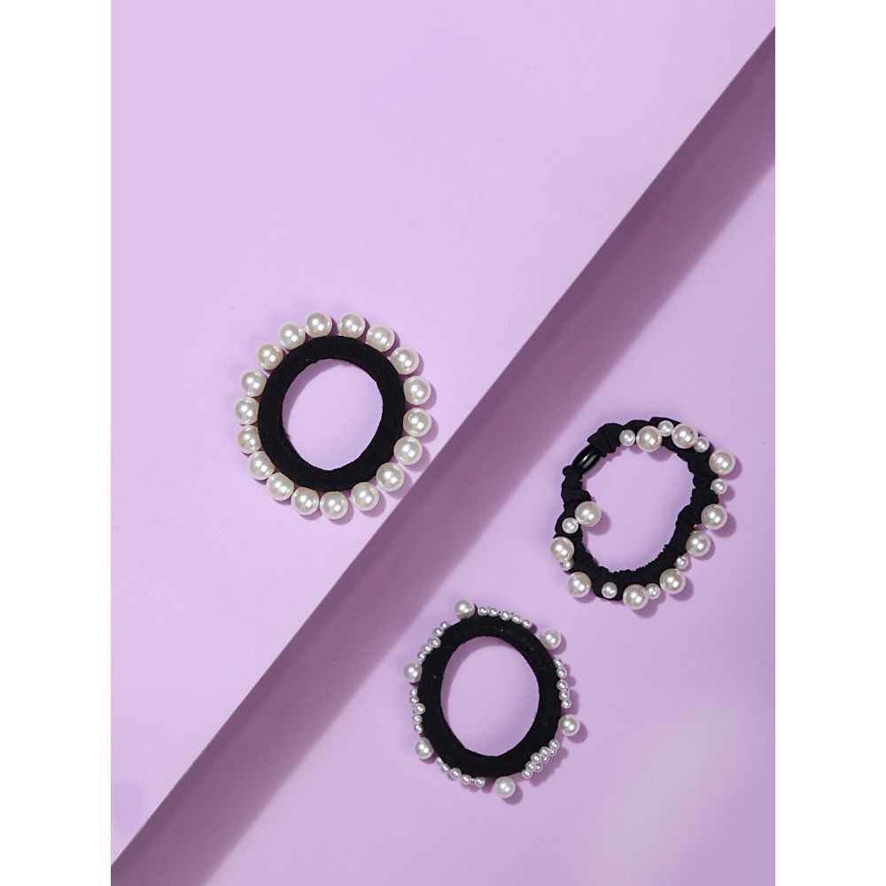 Lilly & Sparkle Black Pearl Studded Hair Rubber Band || Head Band For ...