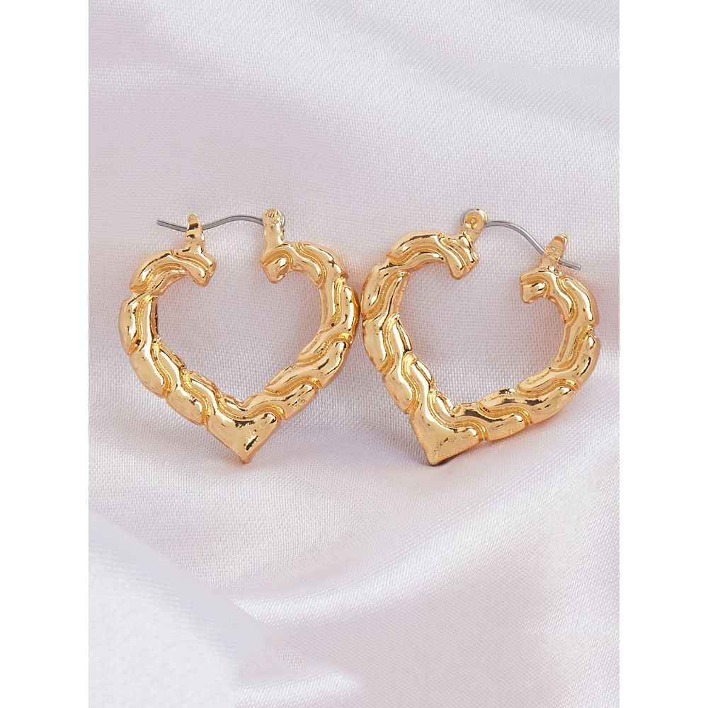 Lilly & Sparkle Gold Toned Heart Shape Hoop Earrings || Earrings For ...