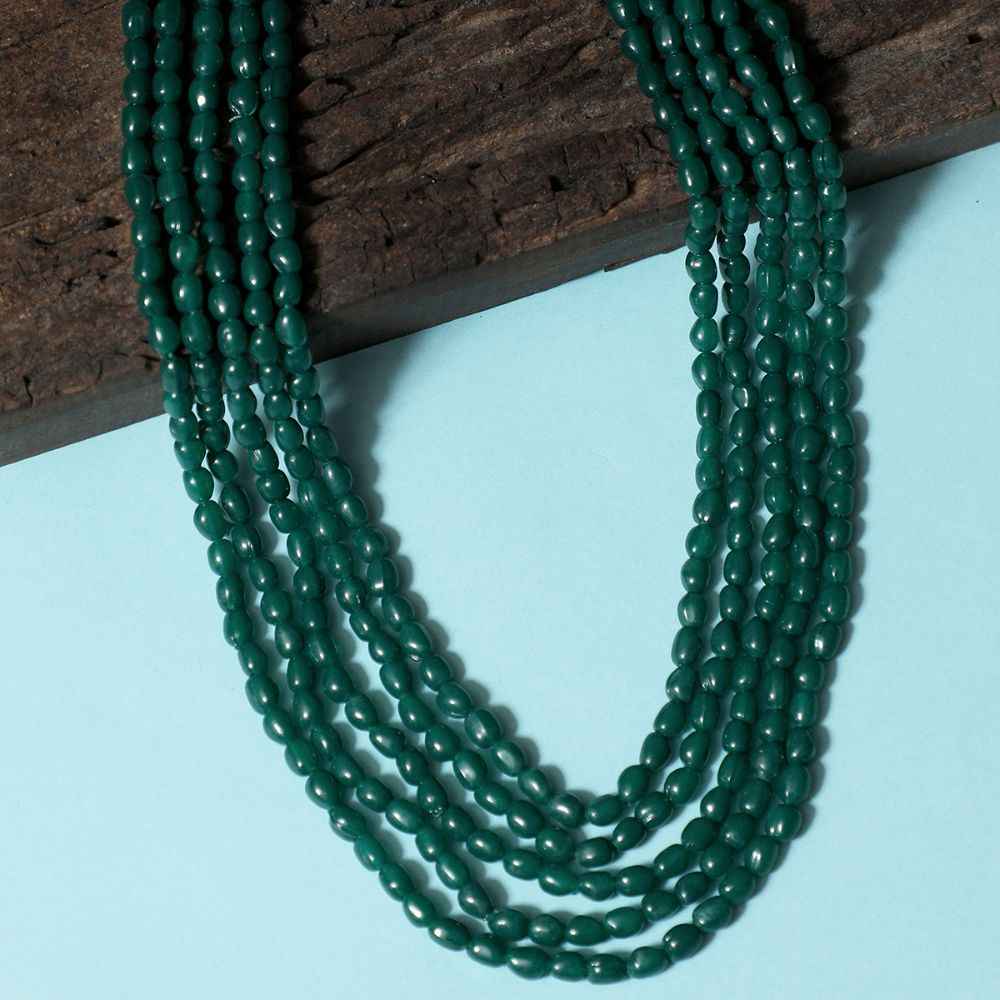 Karatcart Multilayered Green Beads Maharaja Moti Mala for Men