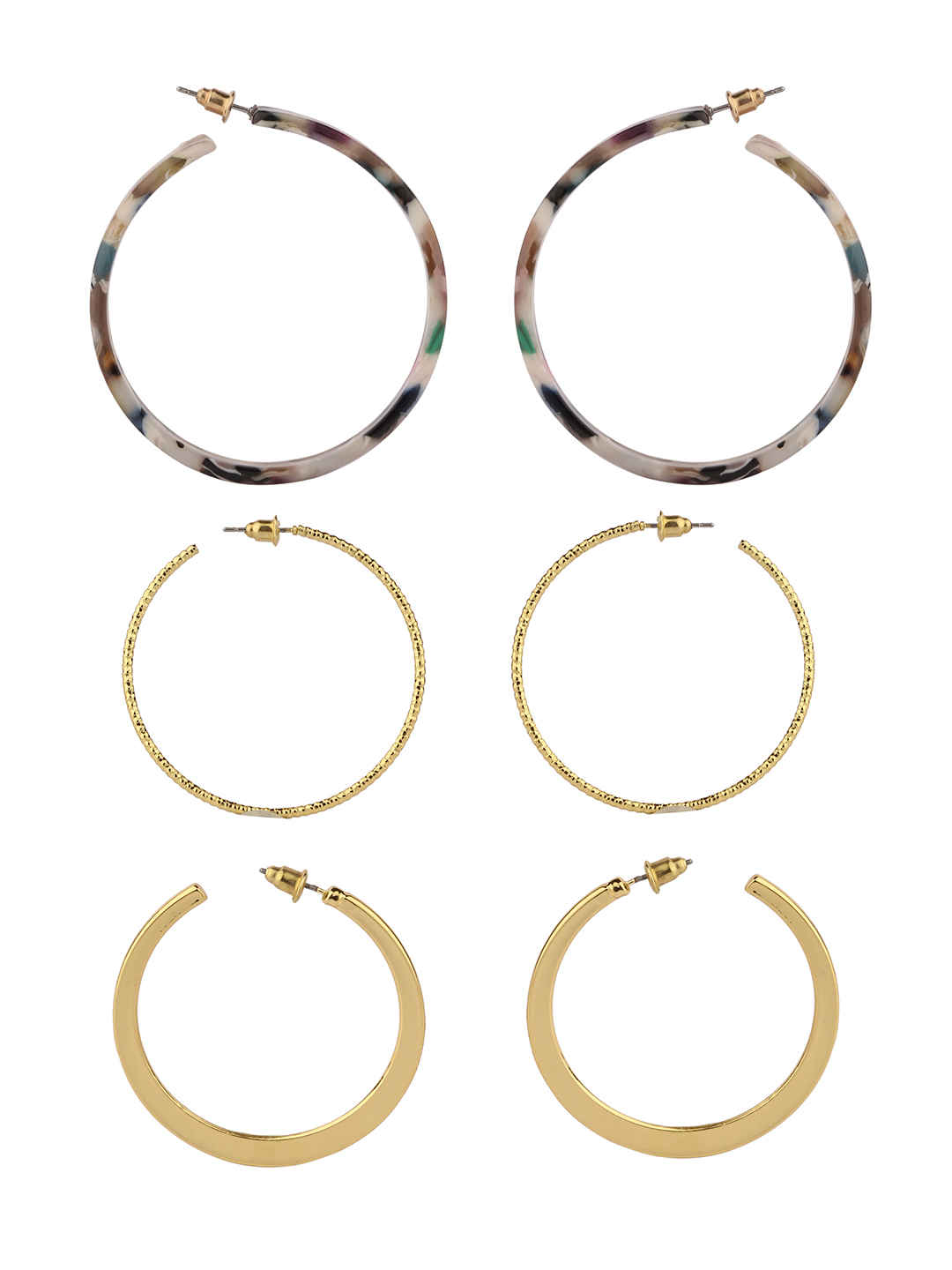 Lilly & Sparkle Gold Toned Hoop Pack With Acetate Set Of 3