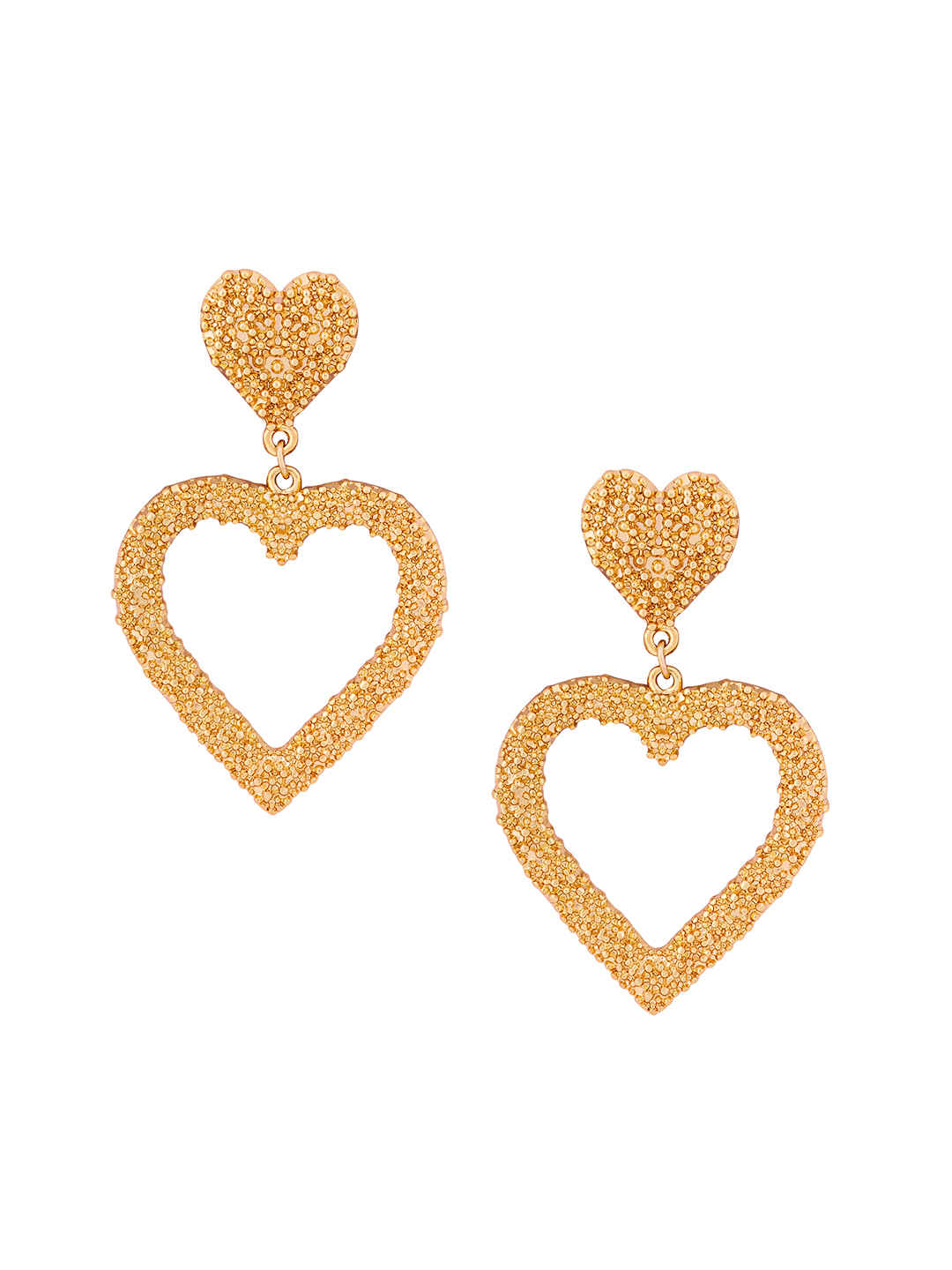 Lilly & Sparkle Gold Toned Heart Shaped Cutout Dangler Earrings