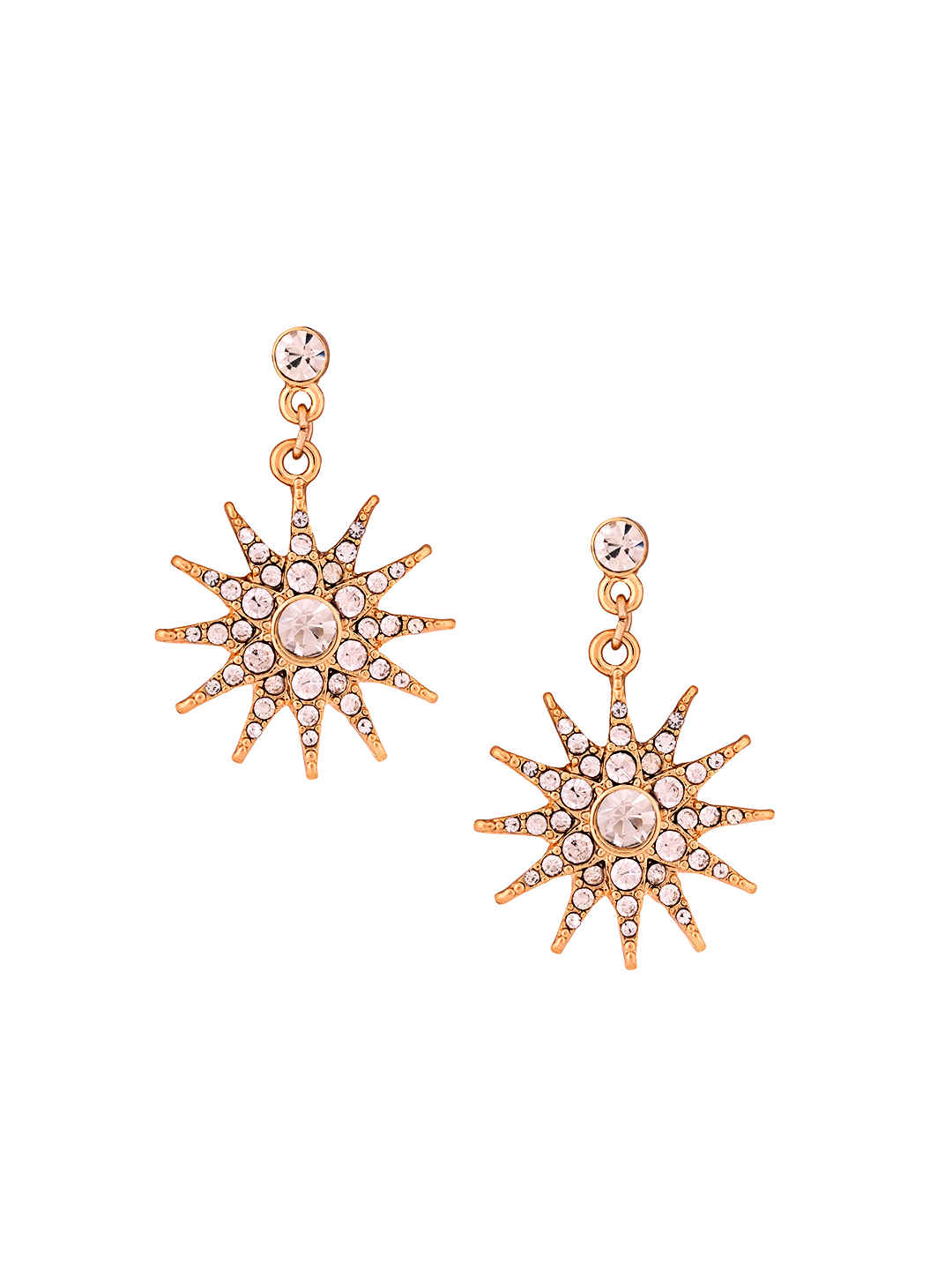 Lilly & Sparkle Gold Toned Statement Crystal Studed Star Shaped Dangler ...
