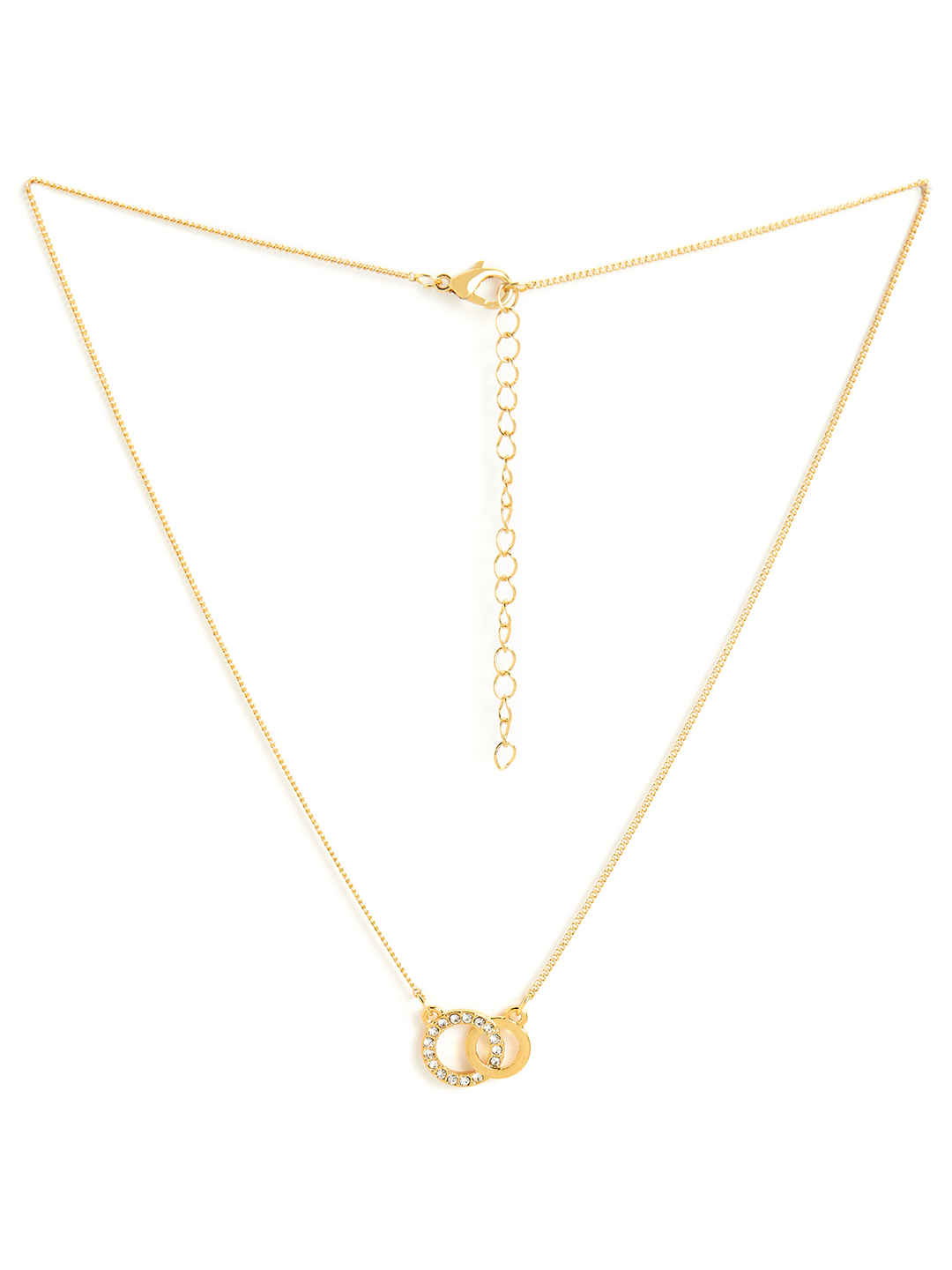 Lilly & Sparkle Gold Toned Chain With Crystal Interlinked Ring Pendant