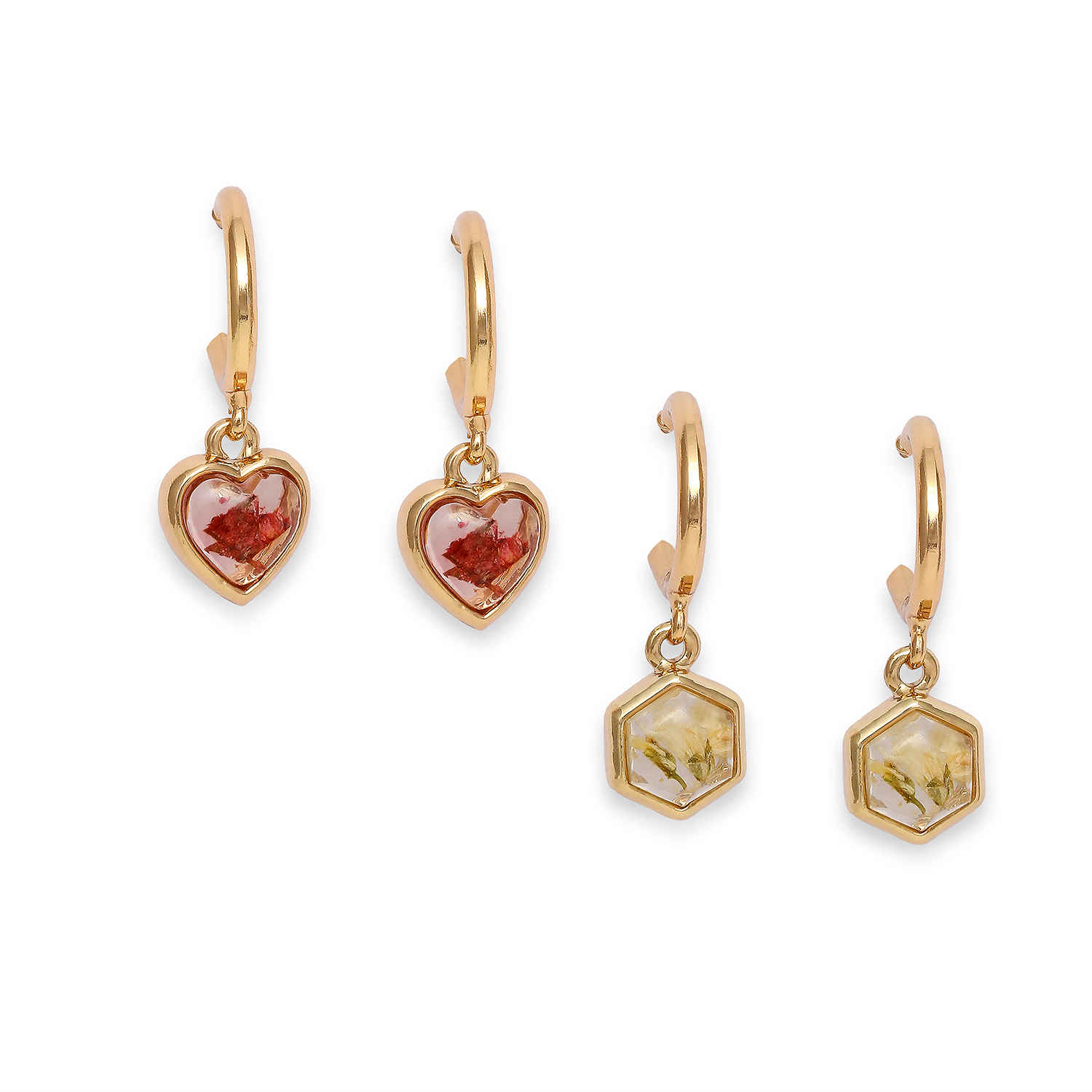 Lilly & Sparkle Gold Toned Half Hoop Earrings With See Through Charms ...
