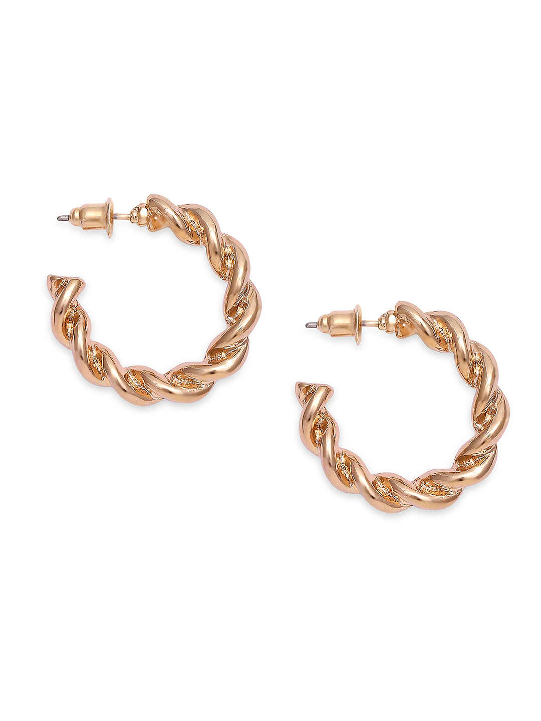 Lilly & Sparkle Gold Toned Rope Textured Hoop Earrings