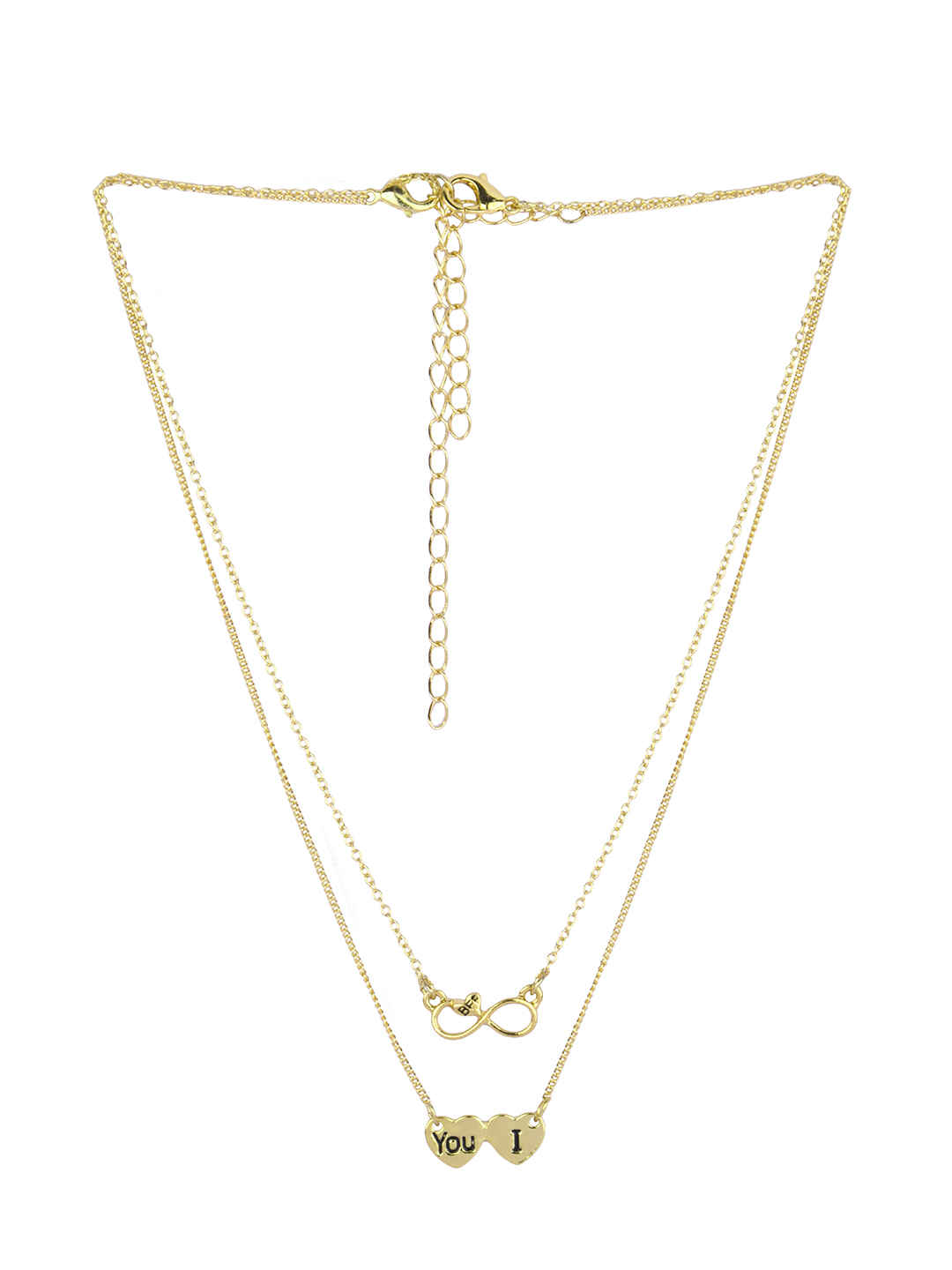 Lilly & Sparkle Gold Toned Chains With Infinity And "You" And "I" Heart ...