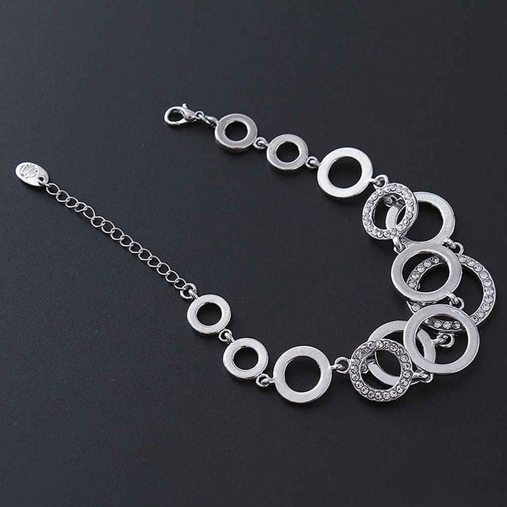 Jewels Galaxy Silver-Plated Stone-Studded Circular Link Bracelet