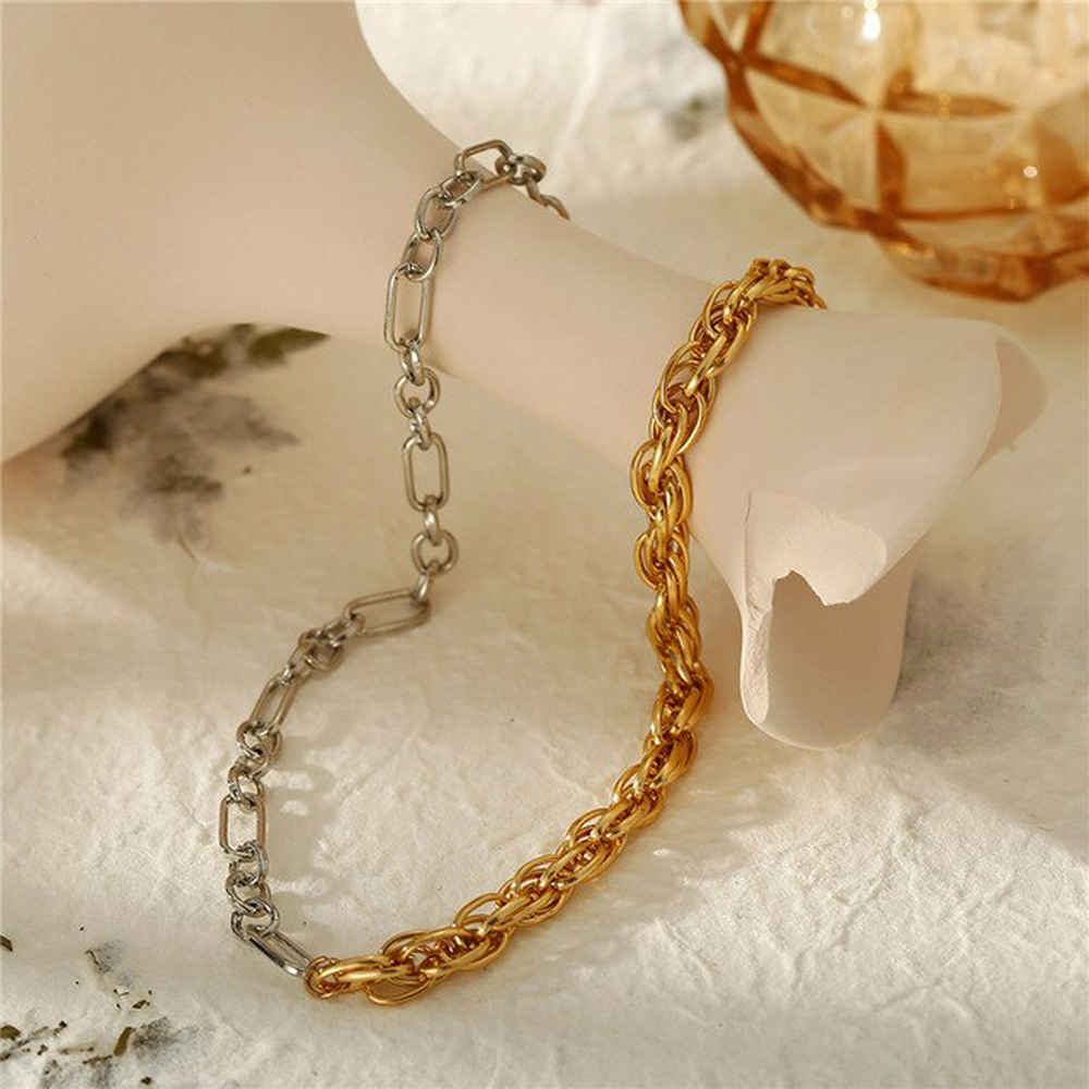 Jewels Galaxy Women Silver-Toned Gold-Plated Interlinked Chain