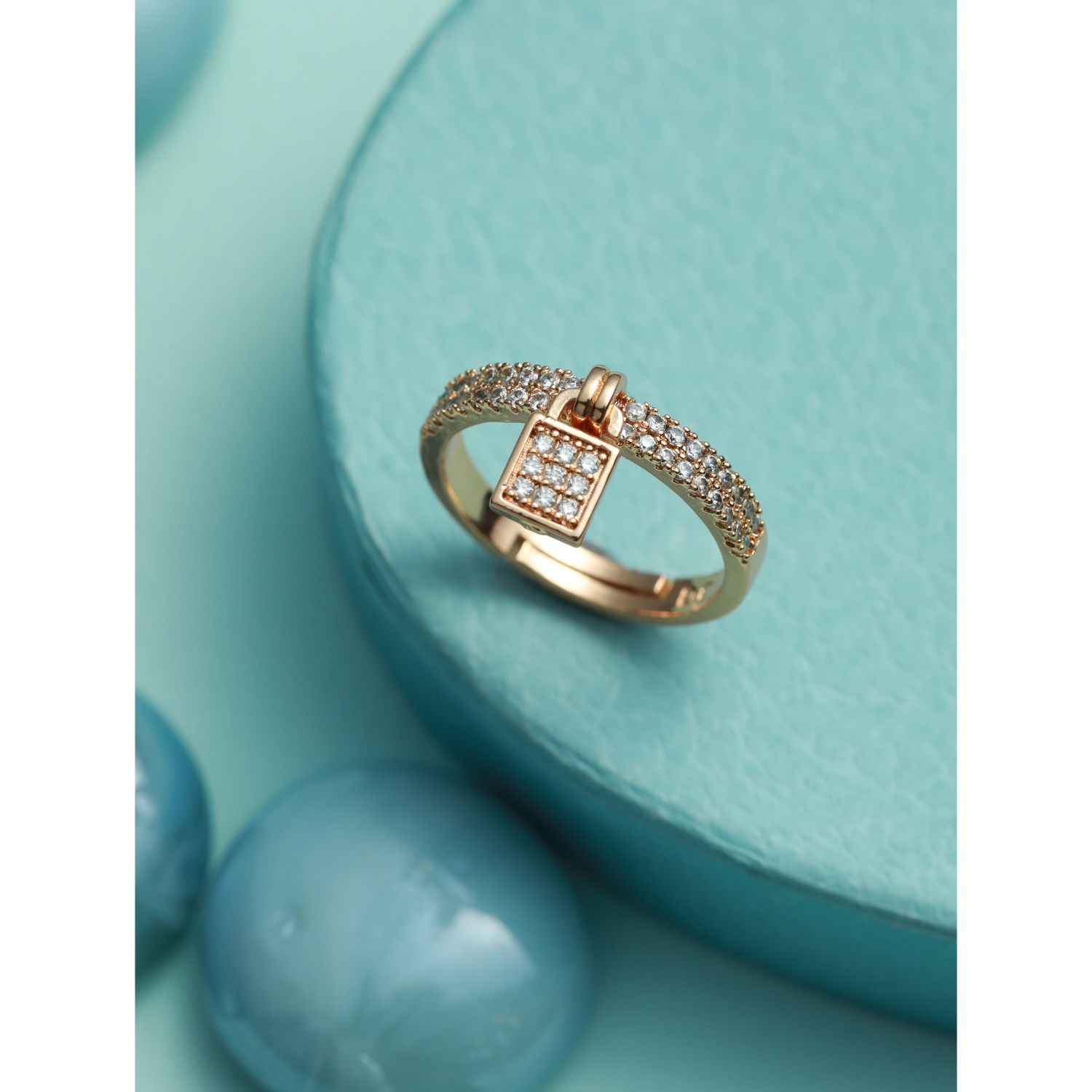 Jazz And Sizzle Rose Gold-Plated CZ-Studded Handcrafted Adjustable Finger Ring