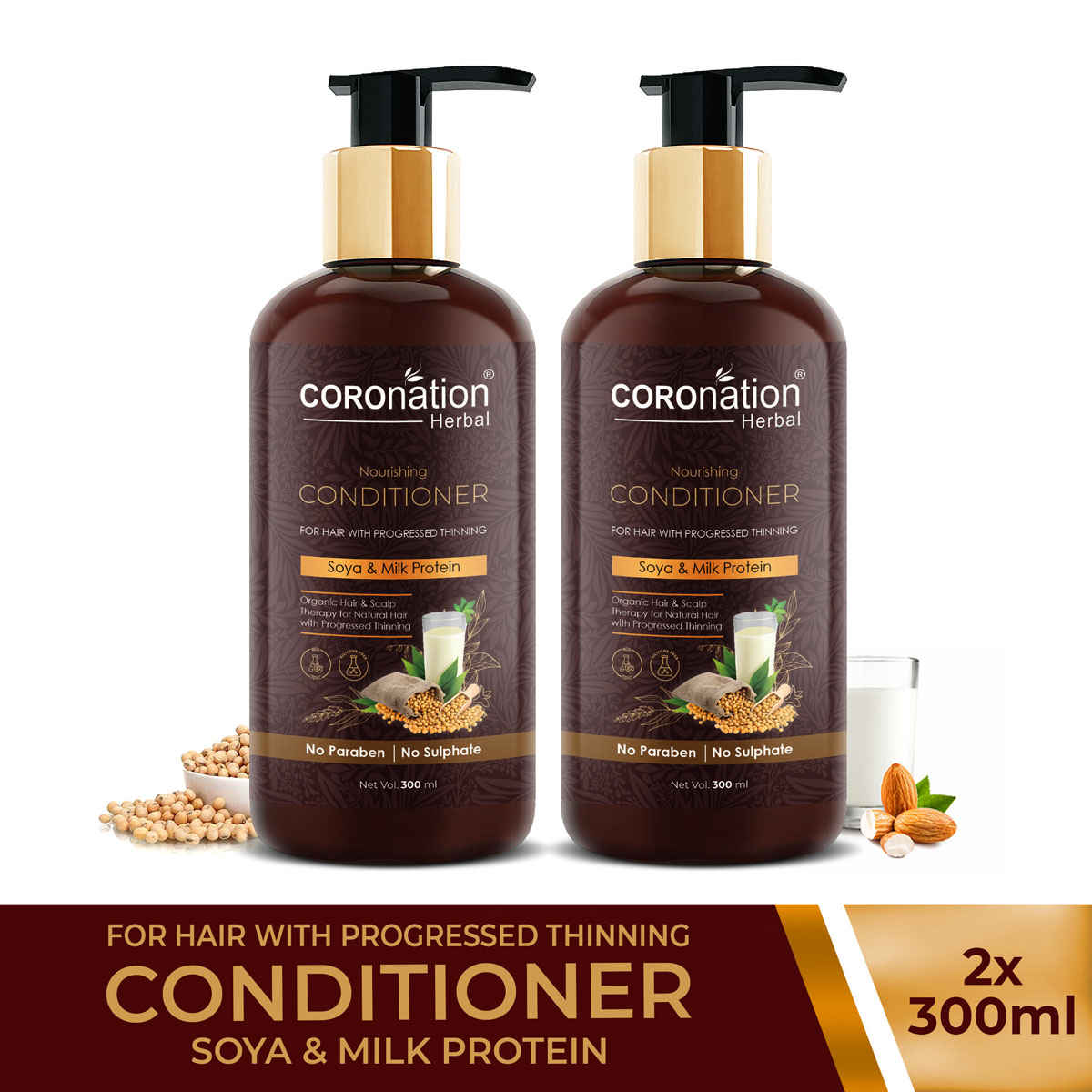 COROnation Herbal Soya and Milk Protein Hair Conditioner - 300 ml X 2 ...