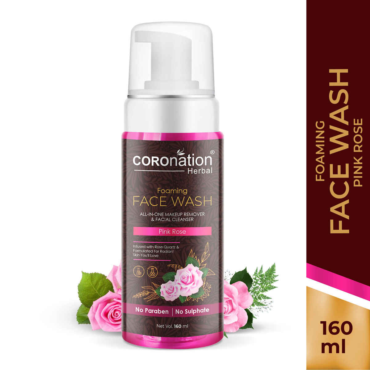 COROnation Herbal Pink Rose Foaming Face Wash - 160 ml