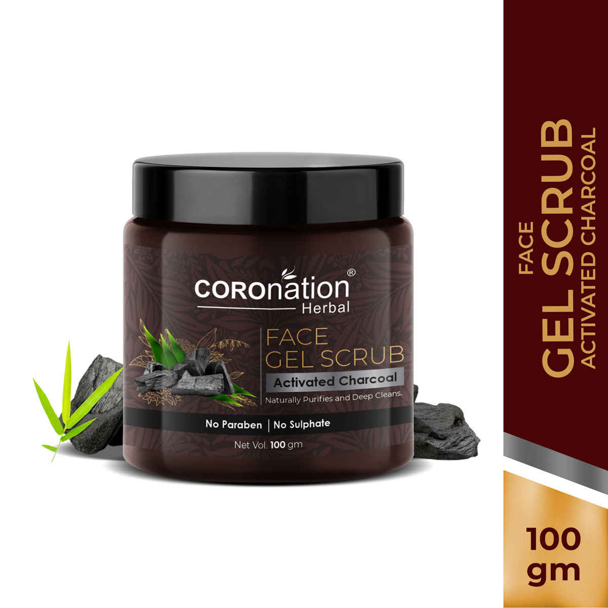 COROnation Herbal Activated Charcoal Face Gel Scrub - 100 gm