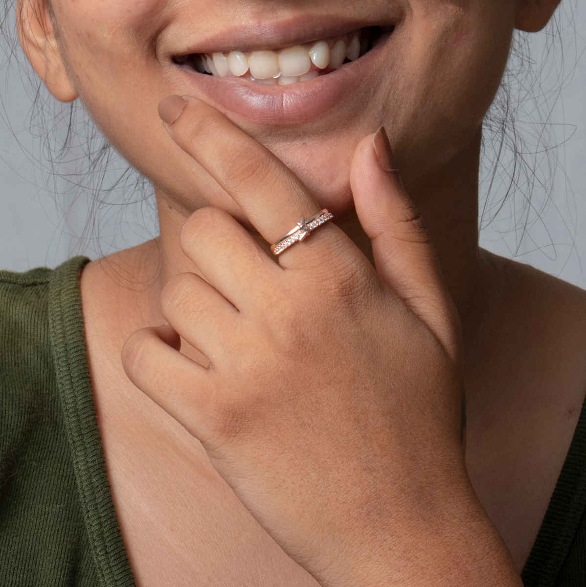 Praavy 925 Sterling Silver Twin Tied Ring in RoseGold