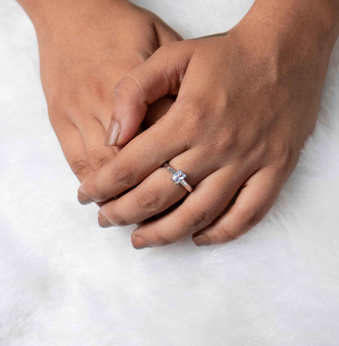 Praavy 925 Sterling Silver The Square stone ring