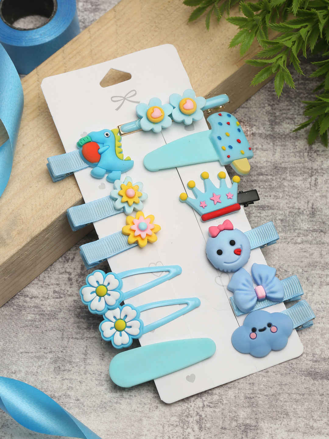 YouBella Girls Set of 12 Blue Tic Tac Clips