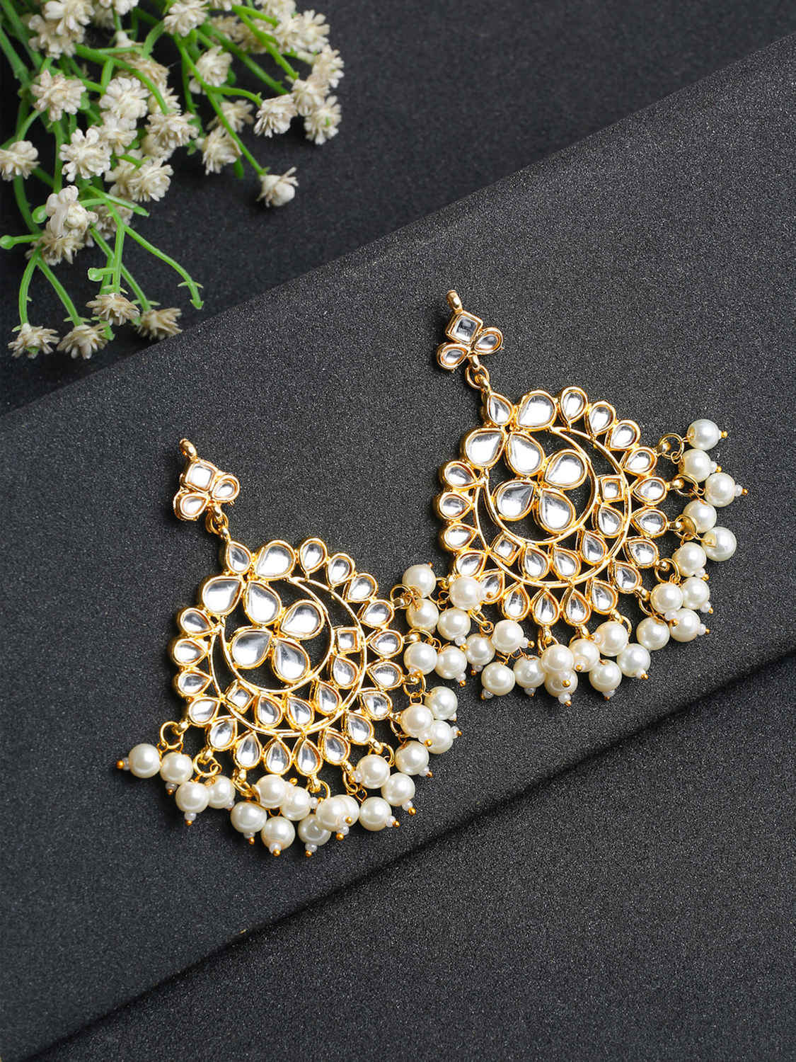 Ruby Raang Kundan & Pearl Earrings - A380-75