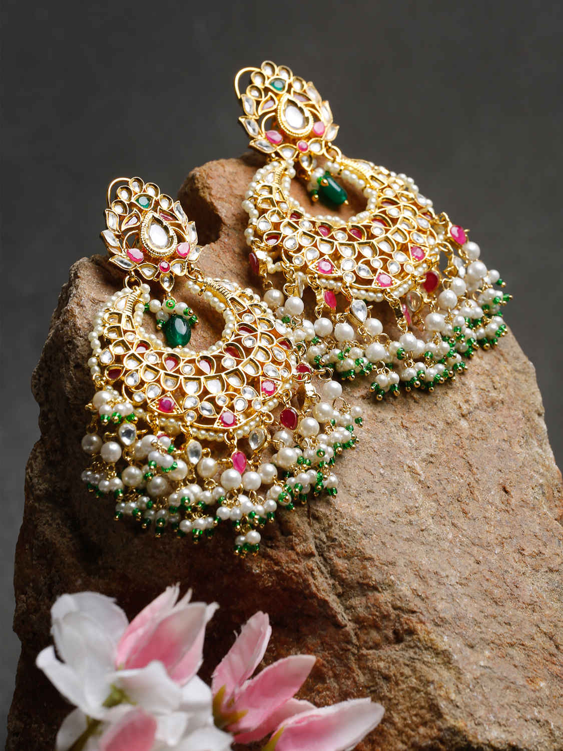 Ruby Raang Kundan Multi Stone Earrings - A380-88