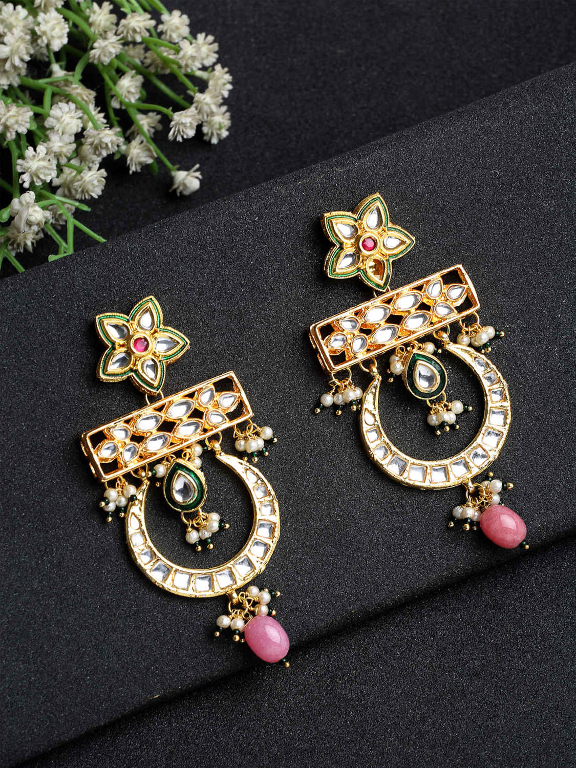 Ruby Raang Kundan Earrings - A380-43