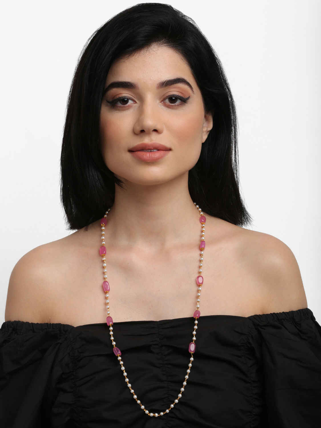 Ruby Raang Stone And Gold Mask Chain - A404-96