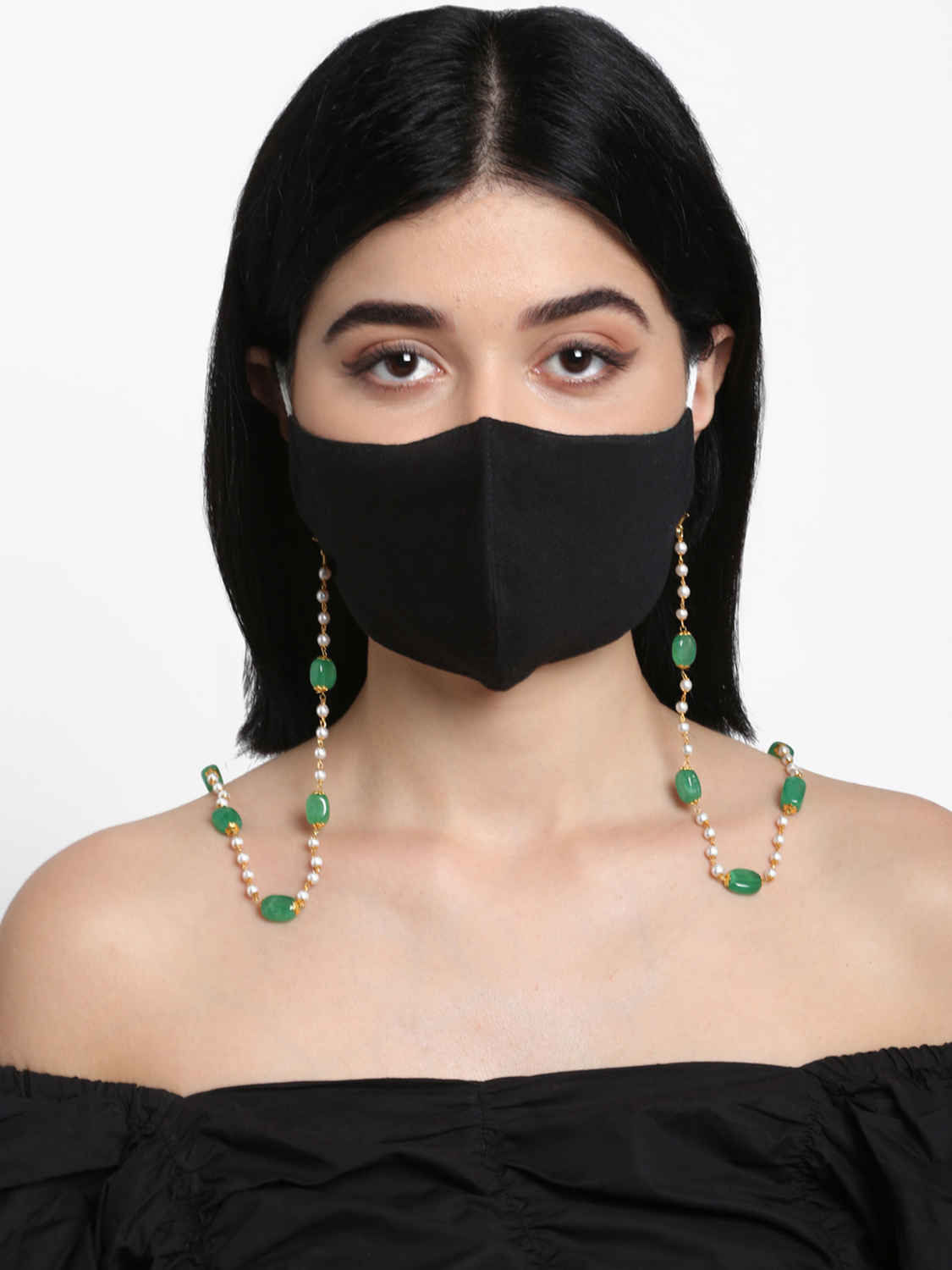 Ruby Raang Stone And Gold Mask Chain - A404-103