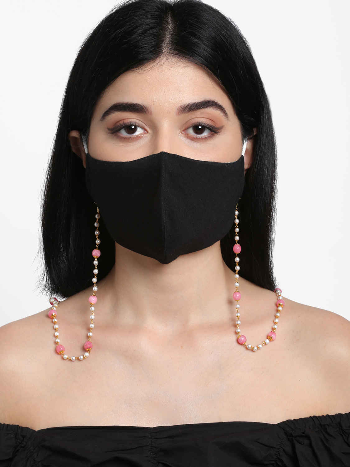 Ruby Raang Stone And Gold Mask Chain - A404-107