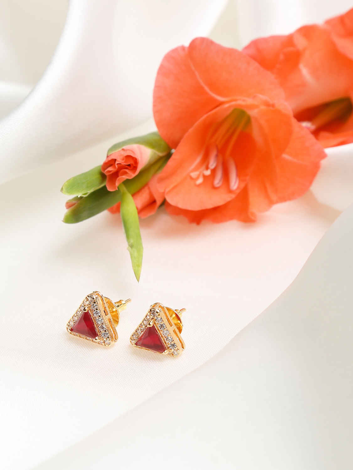 Ruby Raang Maroon Diamond Studs - RUBY M27