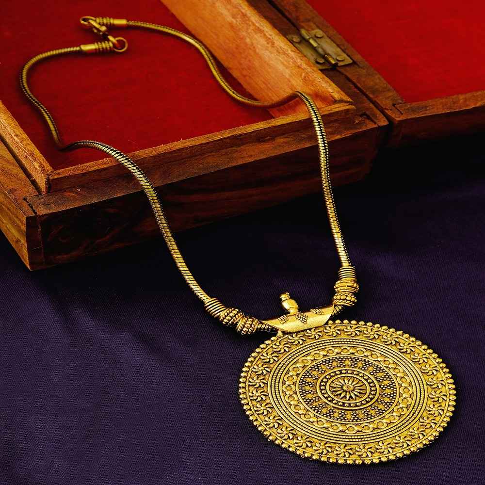 Crunchy Fashion Traditional Tribal Round Designer Gold-Plated Necklace ...
