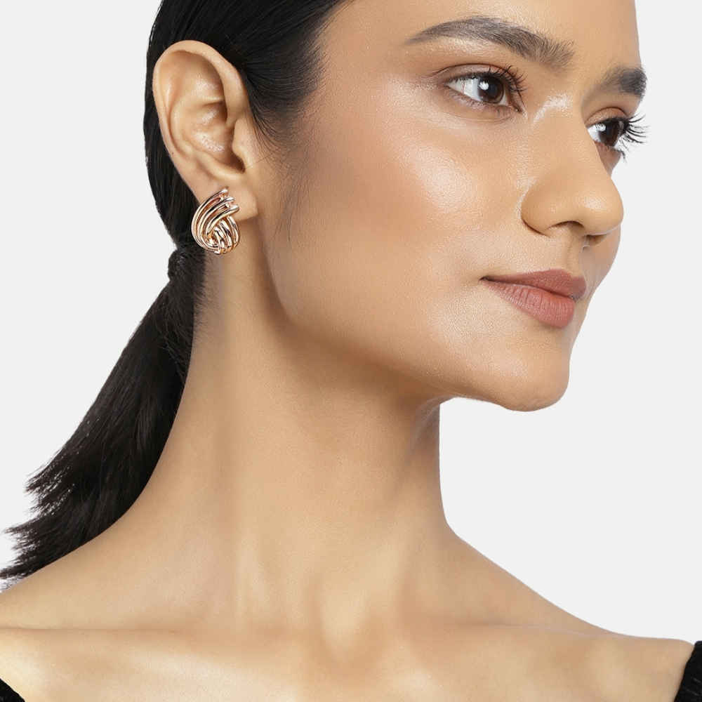 Estele Gold-Toned Contemporary Studs Earrings