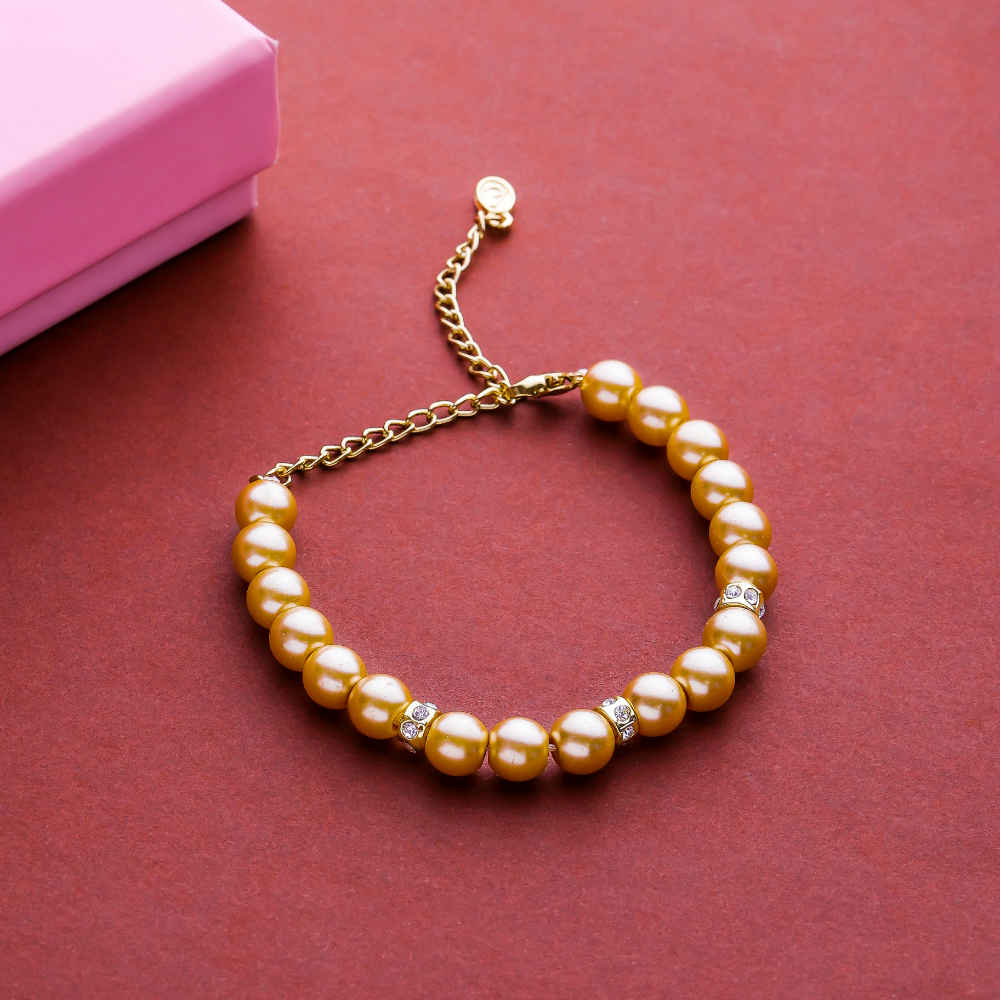 Estele Gold Plated Divine Pearl Bracelet for Women
