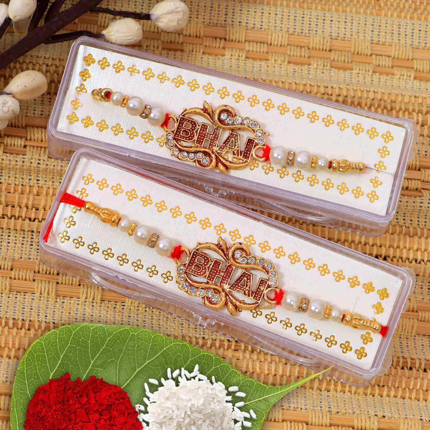 Crunchy Fashion Amroha Craft Designer Pearl Bhai Naming Rakhi Set With ...