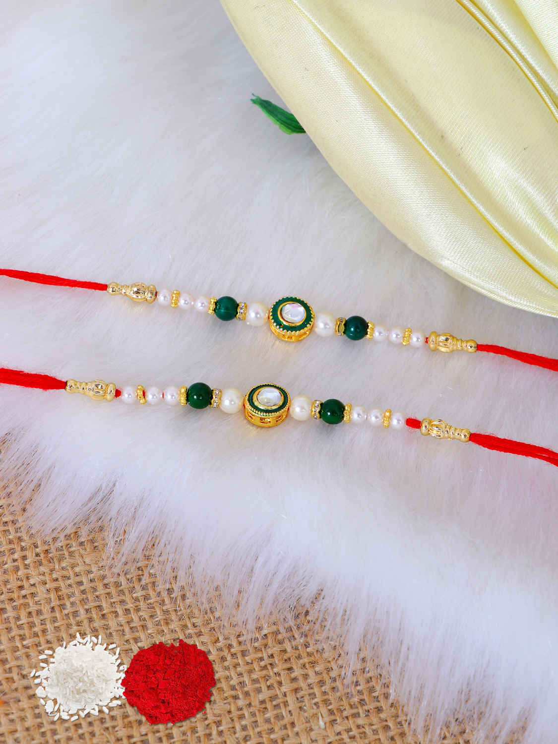 Crunchy Fashion Amroha Craft Gold Tonned Kundan & White & Green Pearl ...
