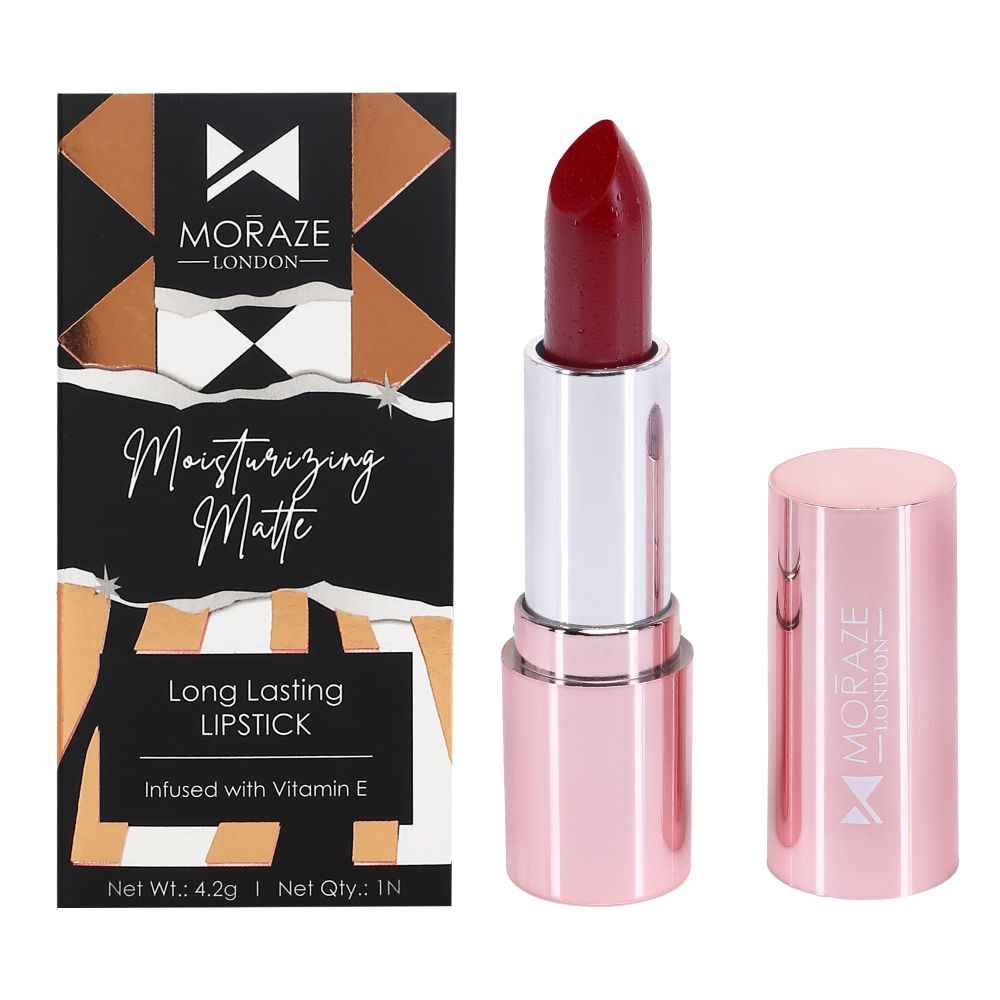 Moraze Moisturizing Matte Lipstick, Revenge Is Red