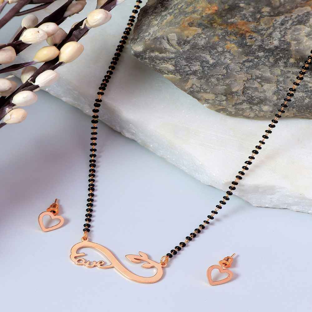 Crunchy Fashion Rose Gold Plated Infinite Love Mangalsutra