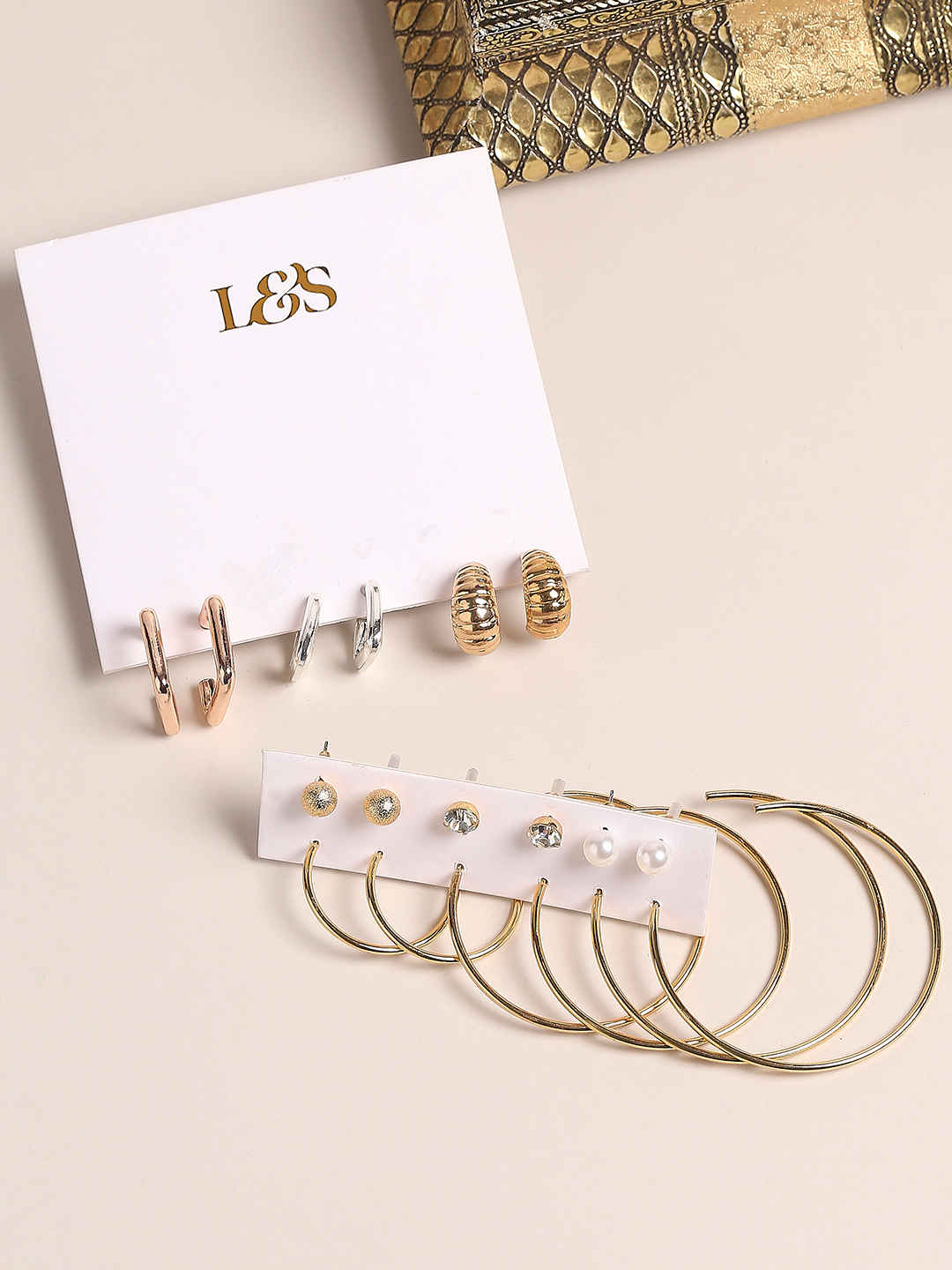 Lilly & Sparkle Gold And Multi Toned Contemporary Hoop Packs With 3 ...