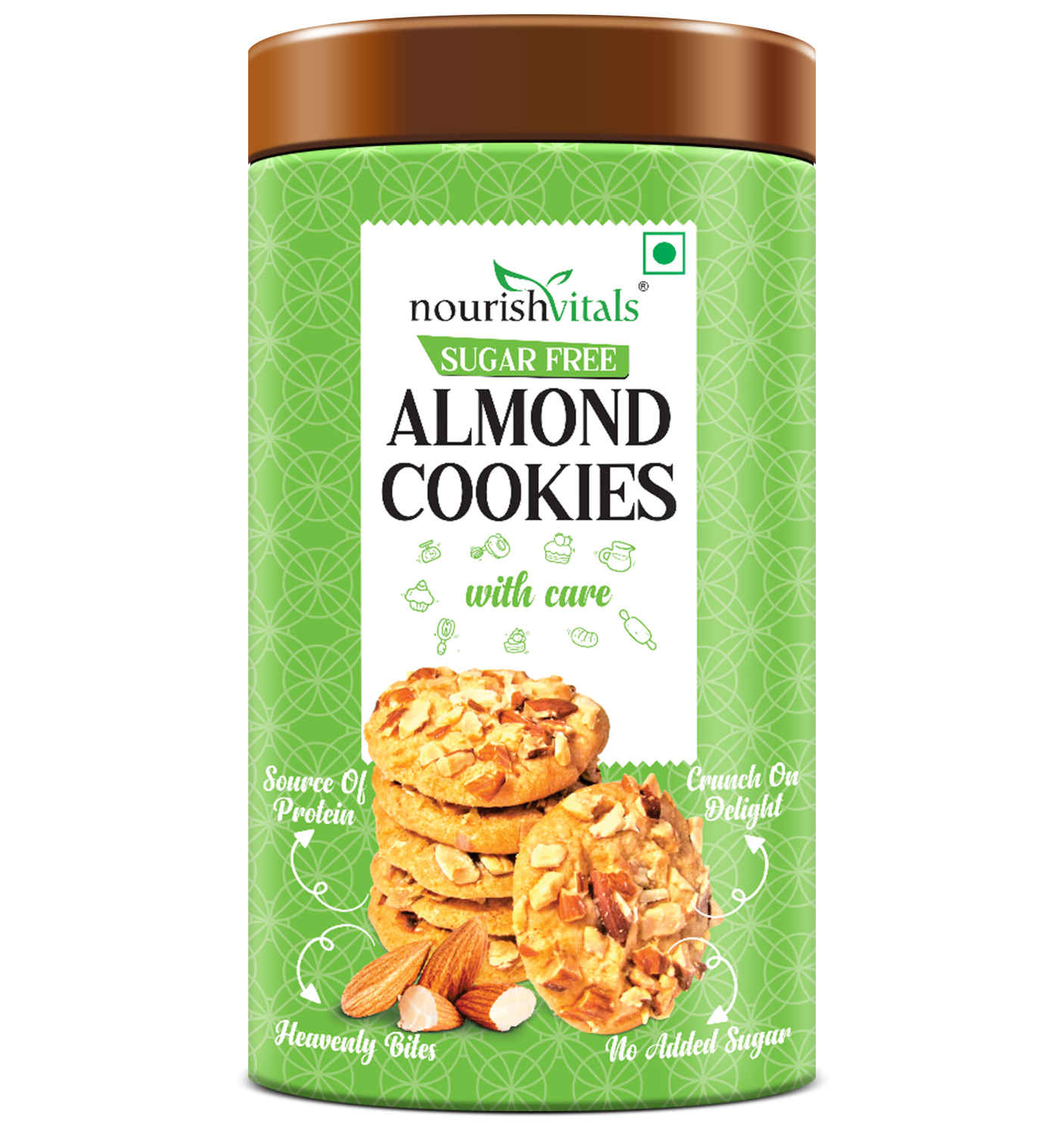 NourishVitals Sugar Free Almond Cookies, No Added Sugar, Heavenly Bites ...