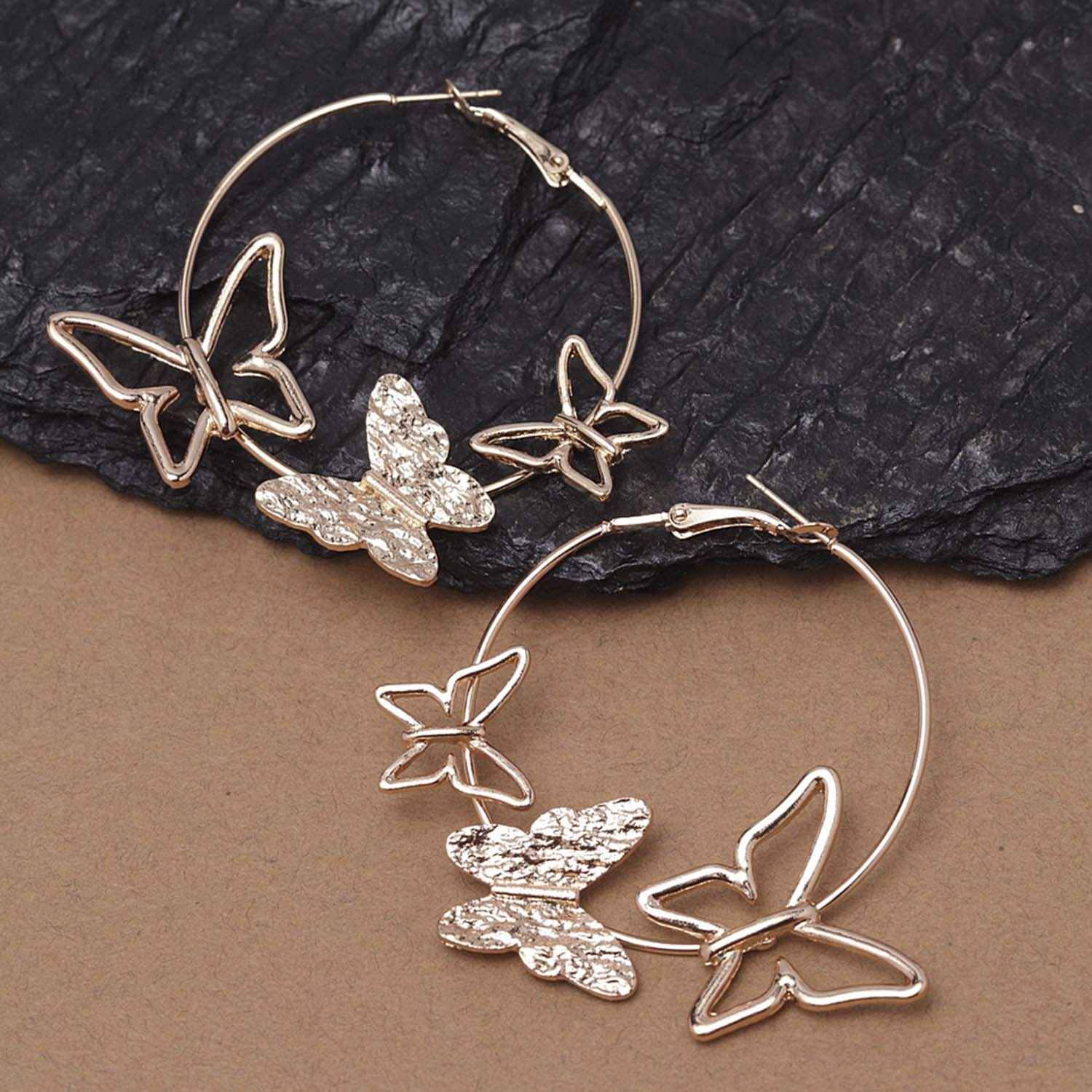 Ferosh Butterfly Gold Hoop Earrings