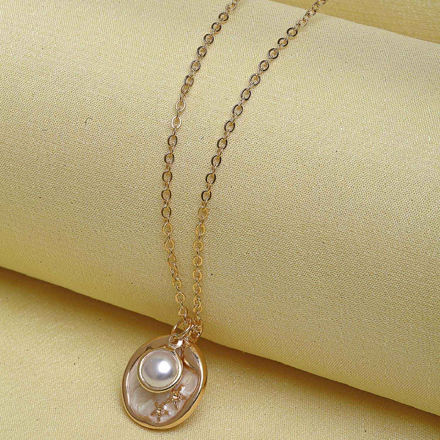 Ferosh Delicate Pearl Coin Necklace