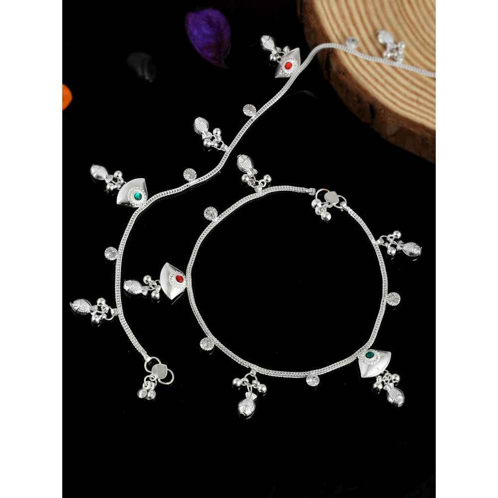 Silvermerc Designs Silver Plated Ankle Chain Payal for Women.