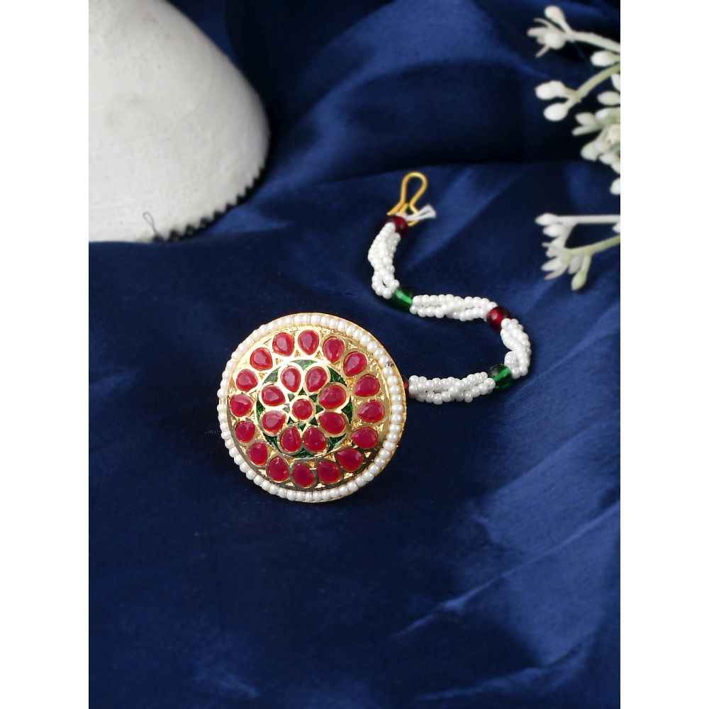 Silvermerc Designs Rajputi Traditional Red Stone gold plated Borla ...