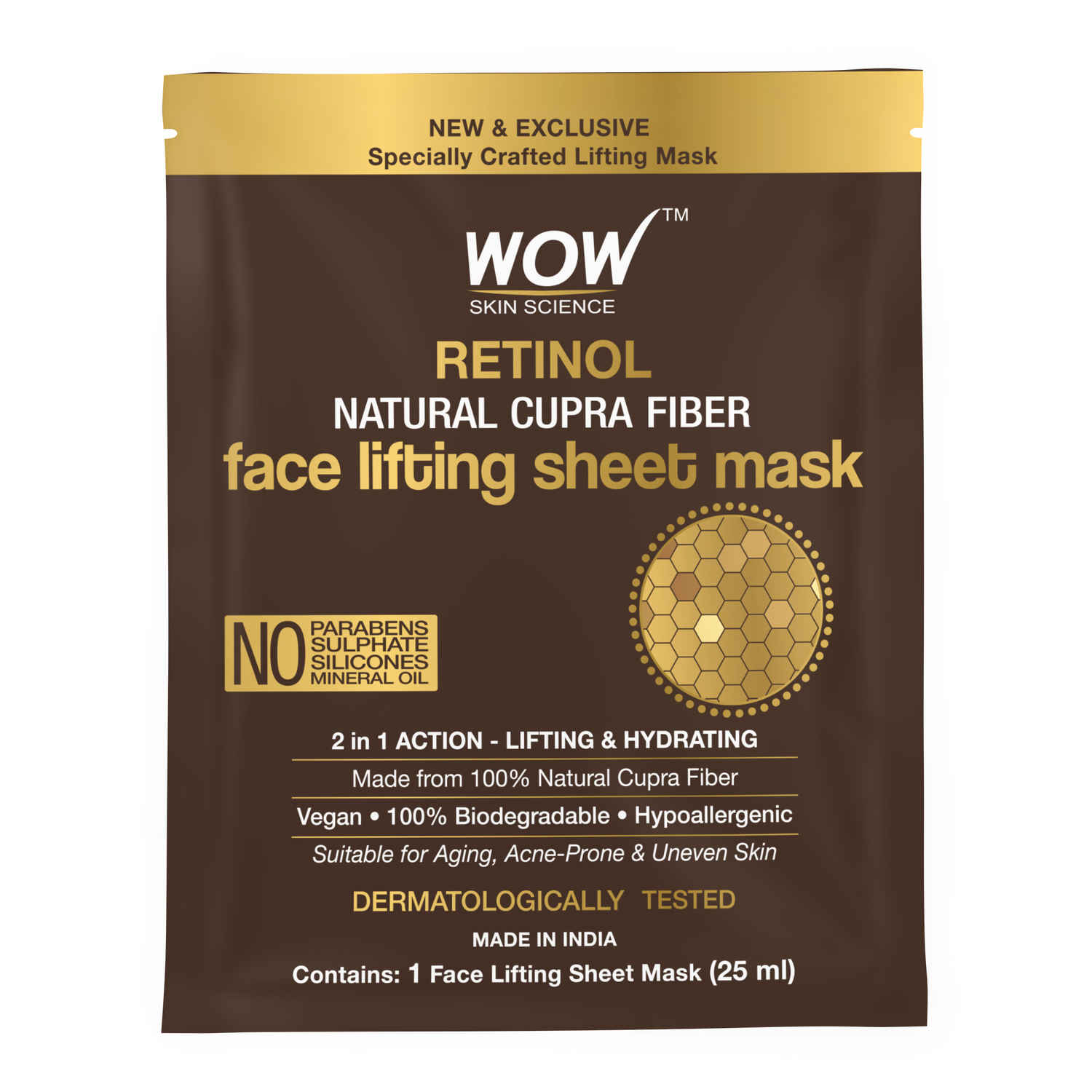 WOW Skin Science Retinol Natural Cupra Fiber Face Lifting Sheet Mask