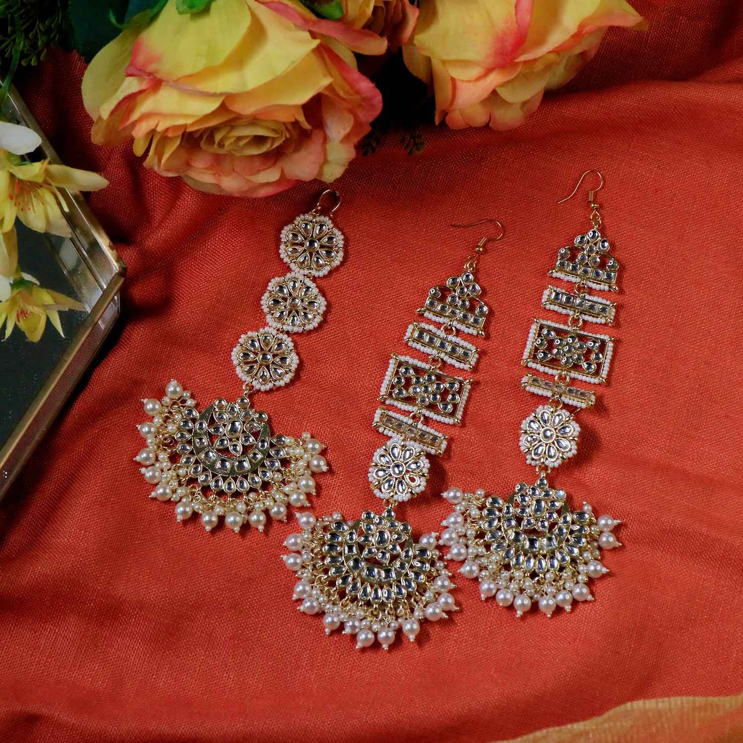 Ishhaara Rajwadi Earring with Holder And Rajwadi Chandbali Teeka Set