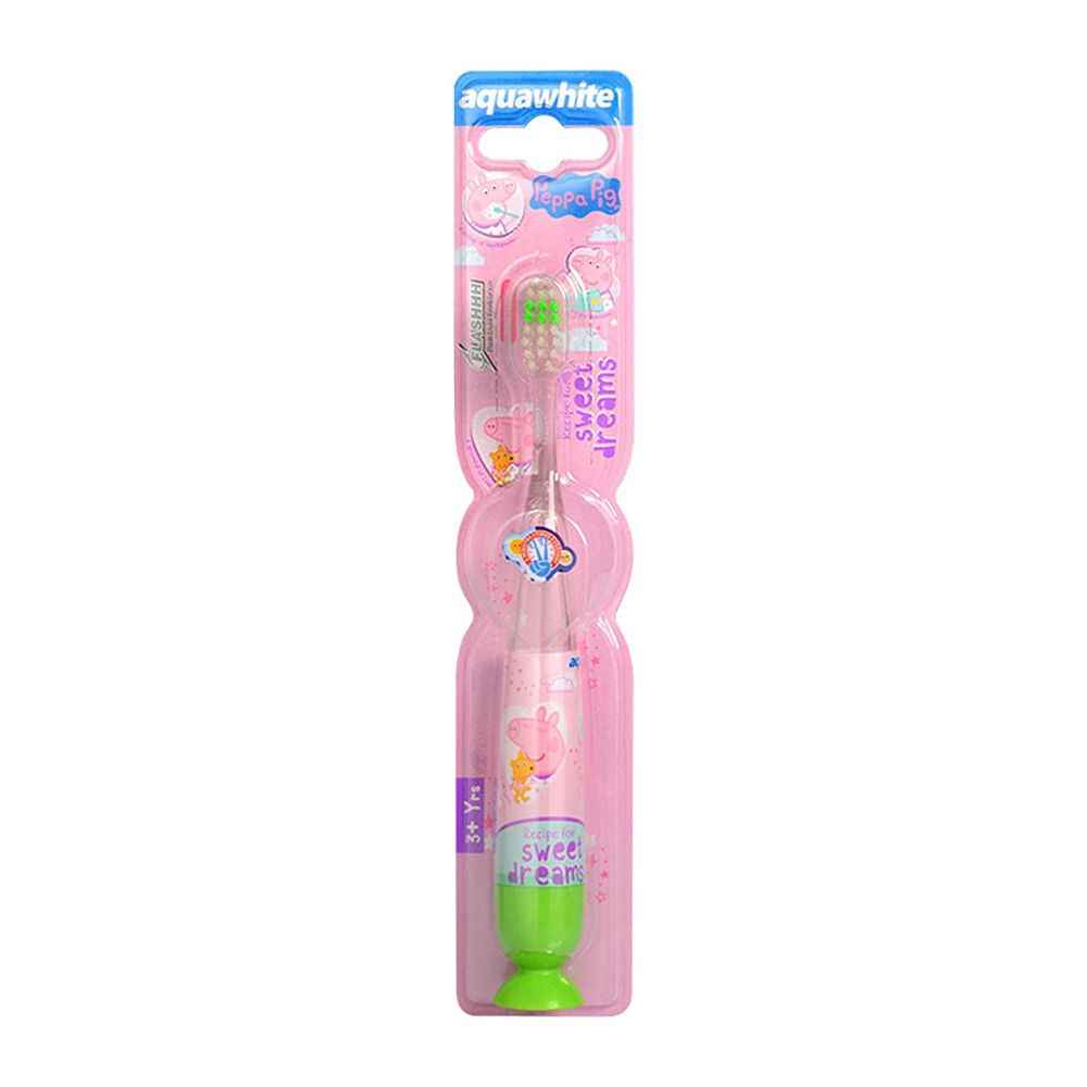 Aquawhite Kids Peppa Pig Flash Toothbrush, (3+years) (Green)