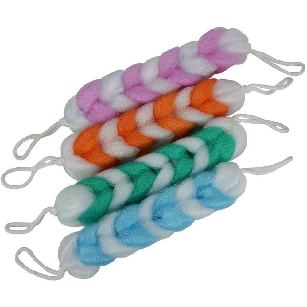 Majestique Long Bath Loofah Stretchable Braided Mesh Back Scrubber Body ...