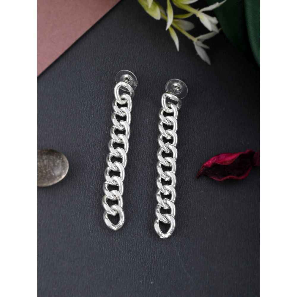 Silvermerc Silver Plated Long Chain Drop Earrings