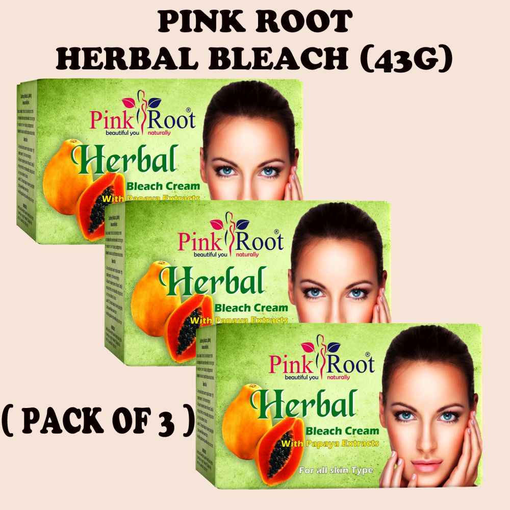 Pink Root Herbal Papaya Bleach Cream 50gm, Pack of 3