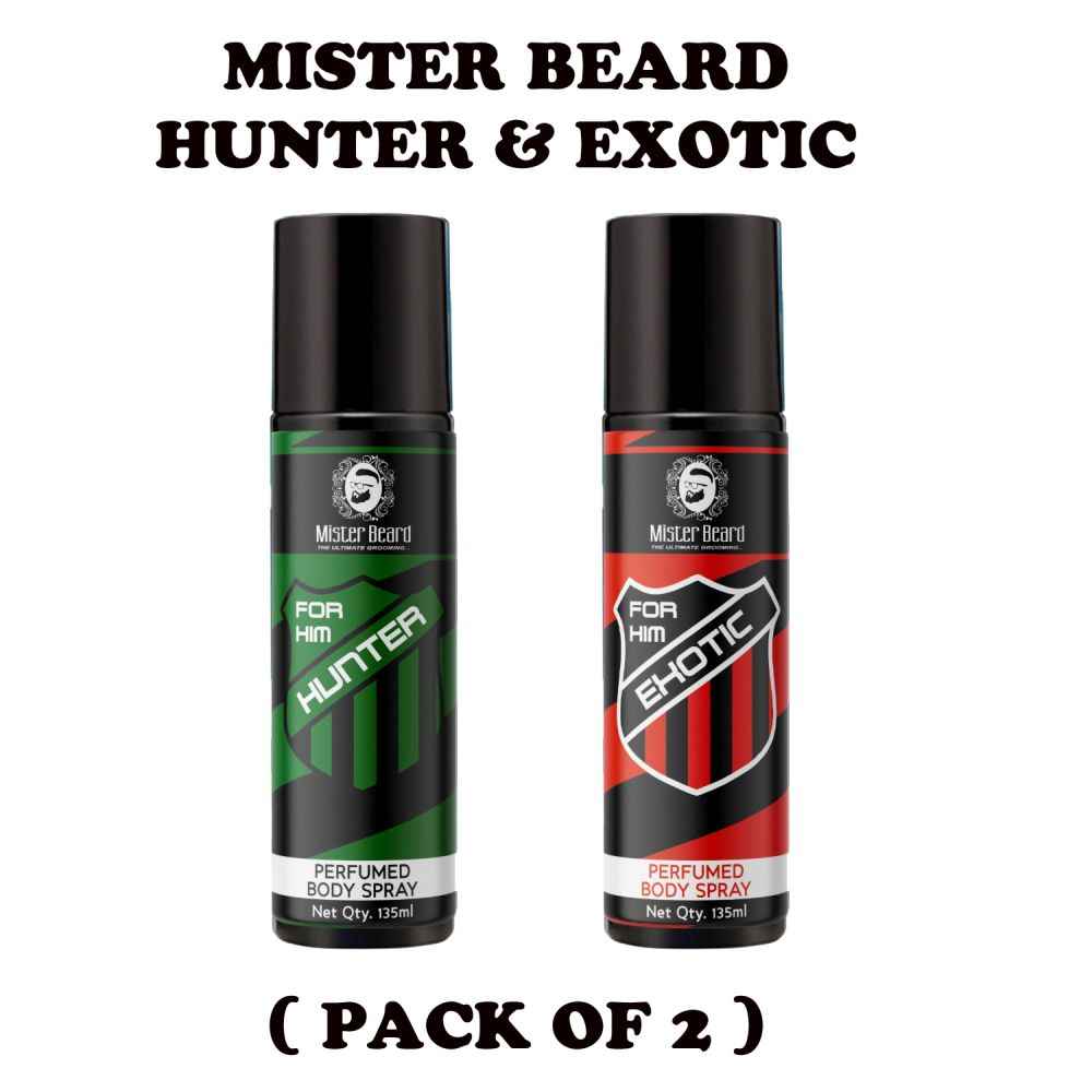 Mister Beard Hunter & Exotic Perfumed Body Spray, Pack of 2