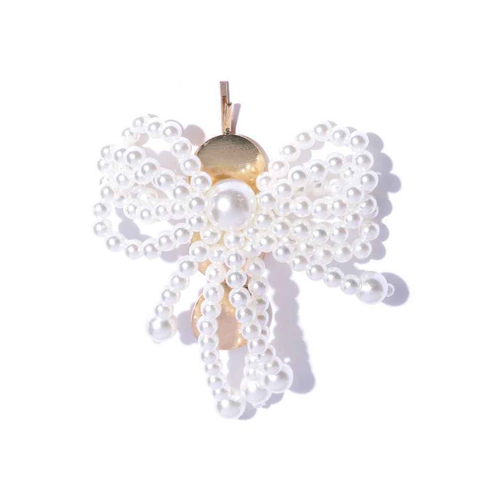 Blueberry Women White & Gold-Toned Beaded Bee-Shaped Bobby Pin
