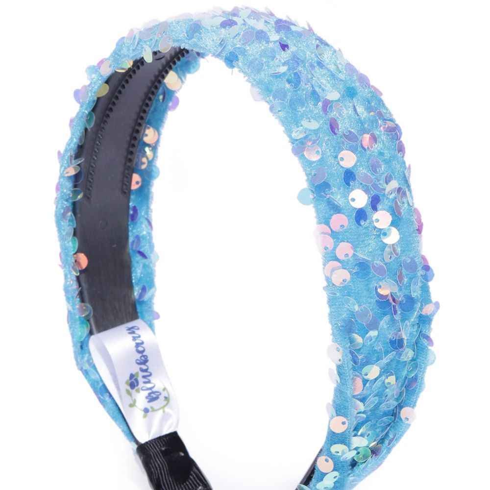 Blueberry Blue Velvet Finish Mermaid Sequinned Hairband