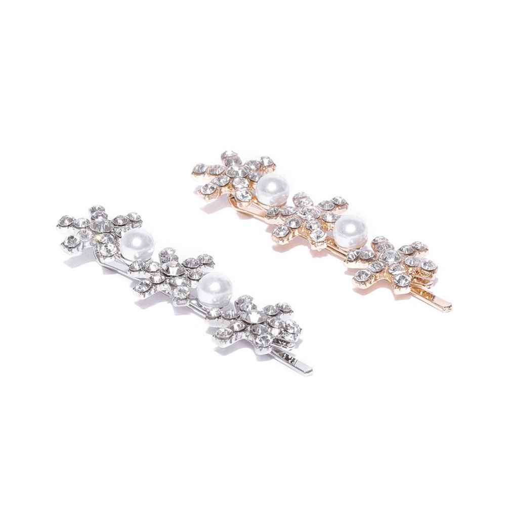 Blueberry Set of 2 Stone-Studded & Beaded Bobby Pins